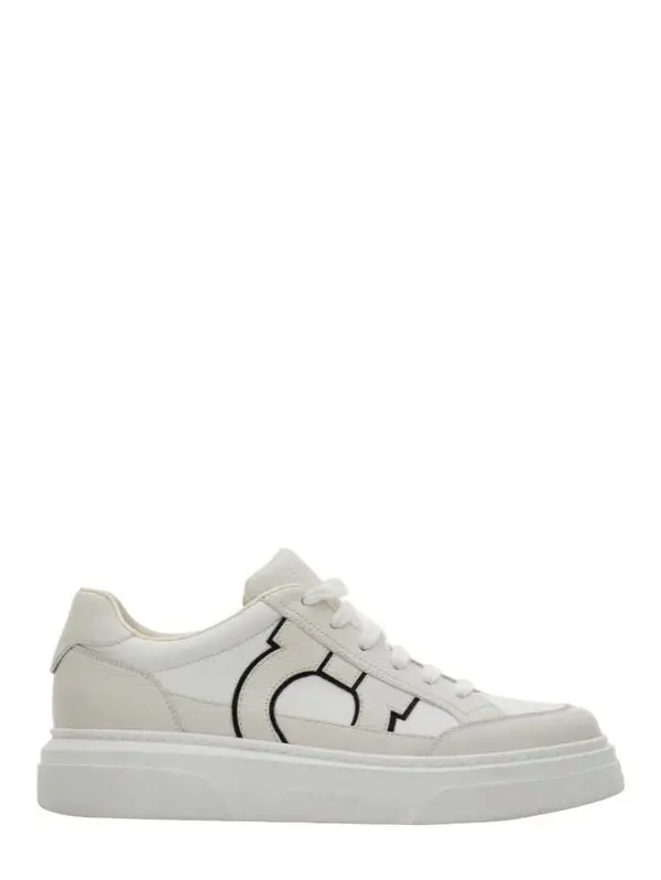 FERRAGAMO Gancini Low-top Sneakers - Optical White/black