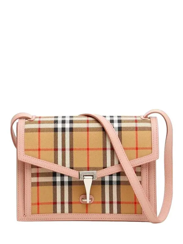 Burberry Small Checked Diagonal Backpack - Nude
