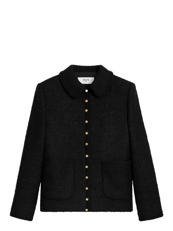 Celine Chasseur Jacket In Cashmere Bouclette Natte - Black