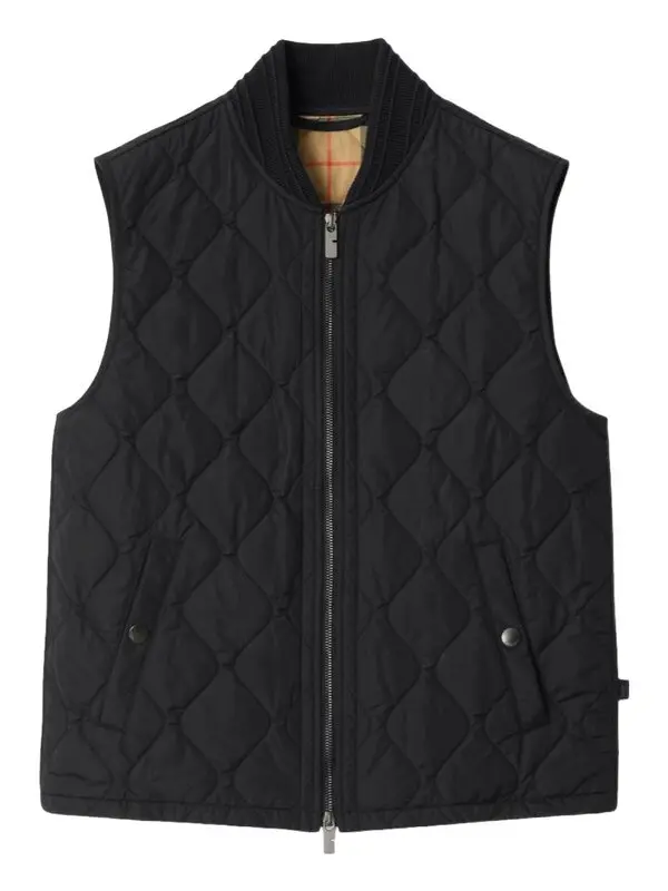 Burberry Quilted Nylon Gilet With Checked Lining - Black