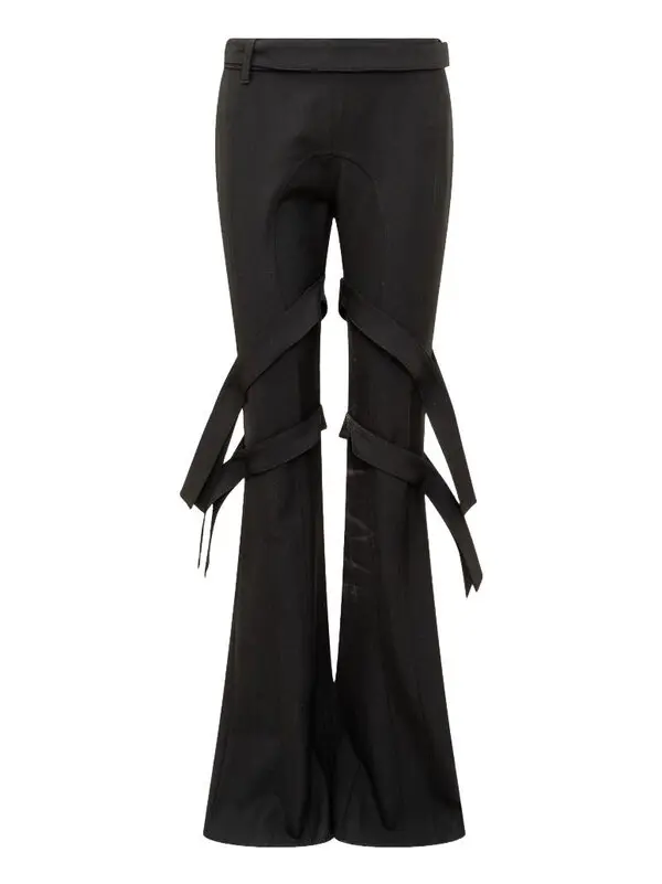 AMBUSH Strap-detail Mid-rise Flared Trousers - Black