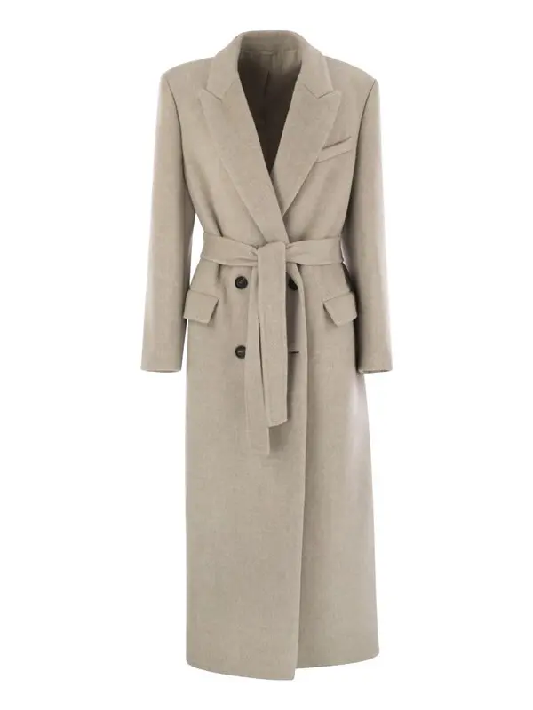 Brunello Cucinelli Belted Peak-lapel Coat - Nude