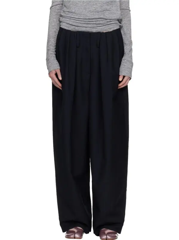 OPEN YY Gathered Wide-leg Trousers - Black