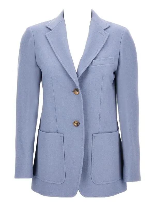 Max Mara Single-breasted Blazer With Classic Lapel And Patch Pockets - Blue