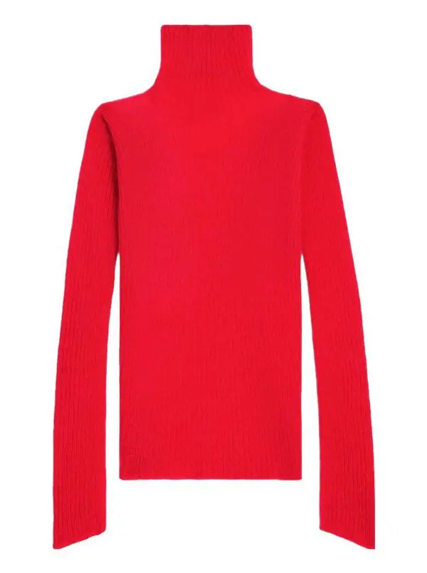 Celine Ribbed Mohair And Silk Turtleneck Sweater - Red