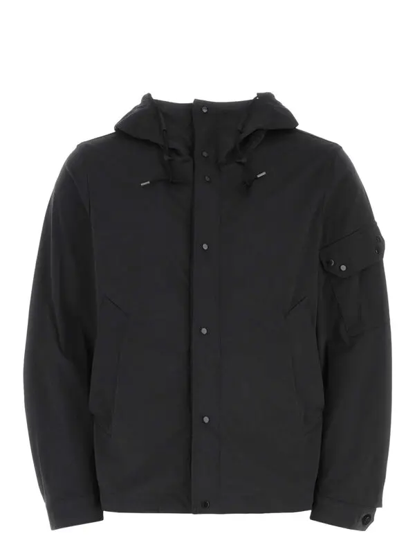 TEN C Long-sleeved Hooded Drawstring Jacket - Black