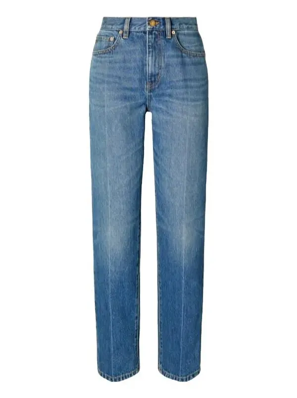 Tory Burch Slim Jeans With Zippered Placket - Medium Vintage Wash
