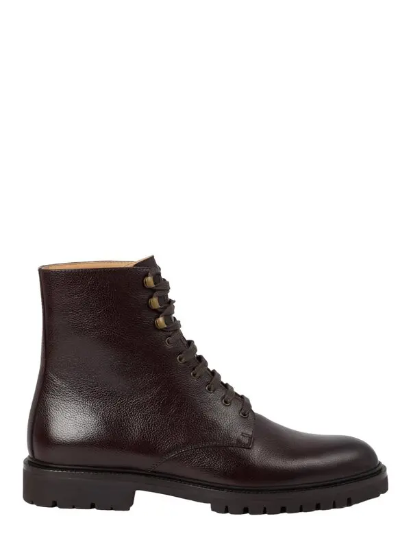 Brunello Cucinelli Round Toe Lace-up Boots - Espresso