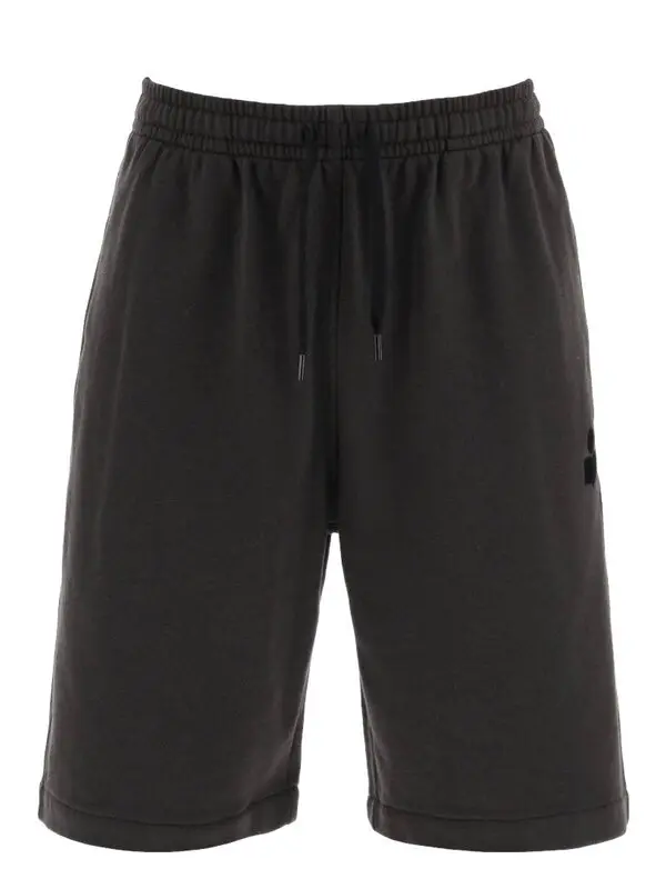 Isabel Marant Étoile Mahelo Logo Printed Drawstring Shorts - Black