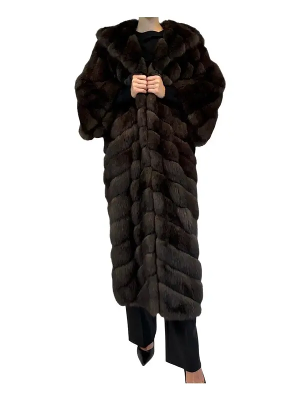 LISKA Long-sleeved Fur Coat - Black