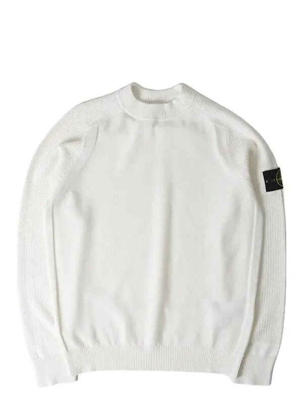 Stone Island Logo Patch Knitted Jumper - White