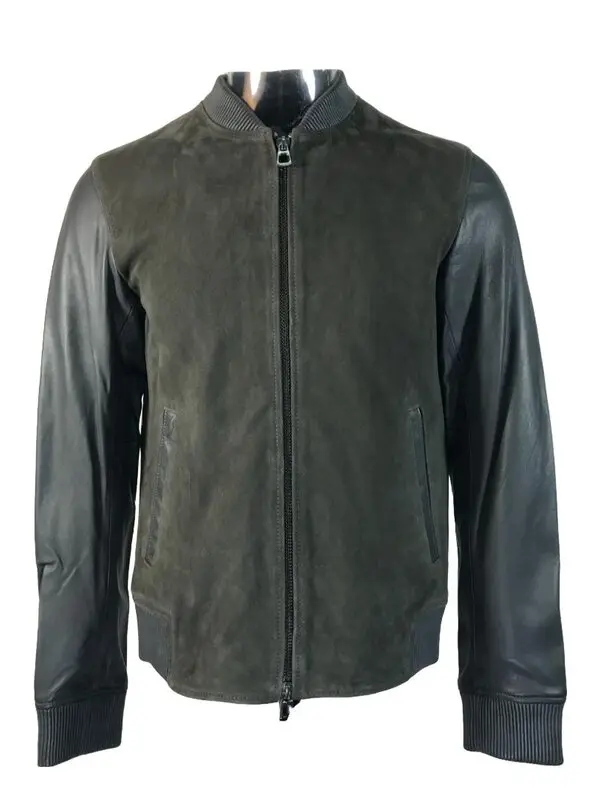 Emporio Armani Leather And Suede Bomber Jacket - Black