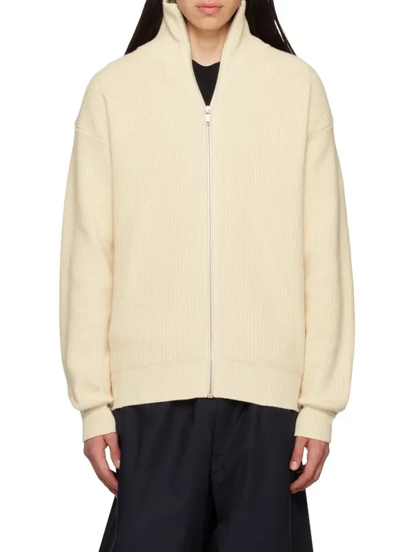 JIL SANDER High Neck Zip-up Cardigan - Nude