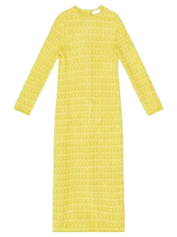 Balenciaga Tweed Midi Dress - Yellow