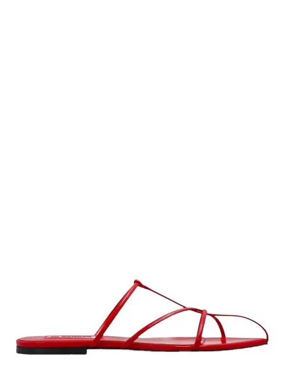 JIL SANDER Strappy Pointed Toe Flat Sandals - Red