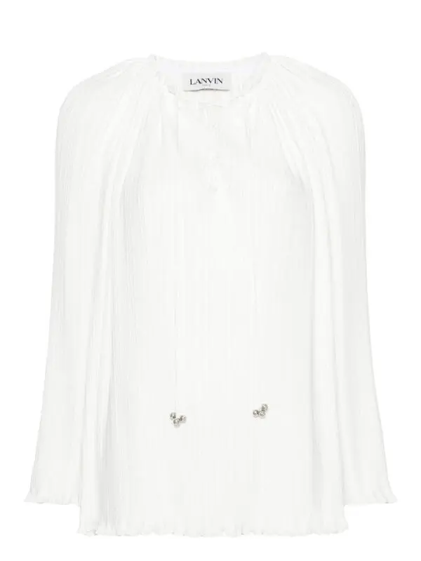 LANVIN Pleated Blouse With Ruffled Hem - White