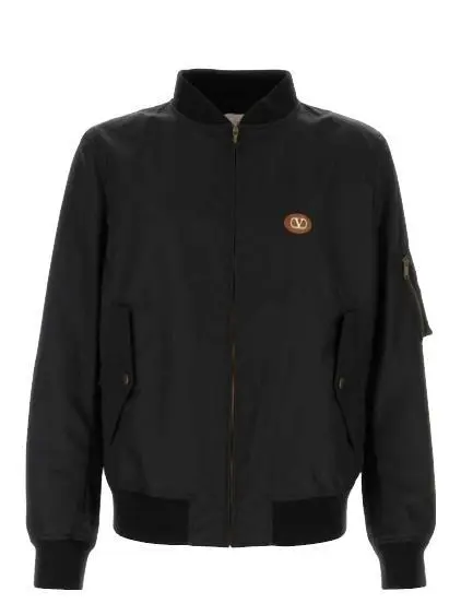 Valentino Garavani Zip-up Long-sleeve Bomber Jacket - Black