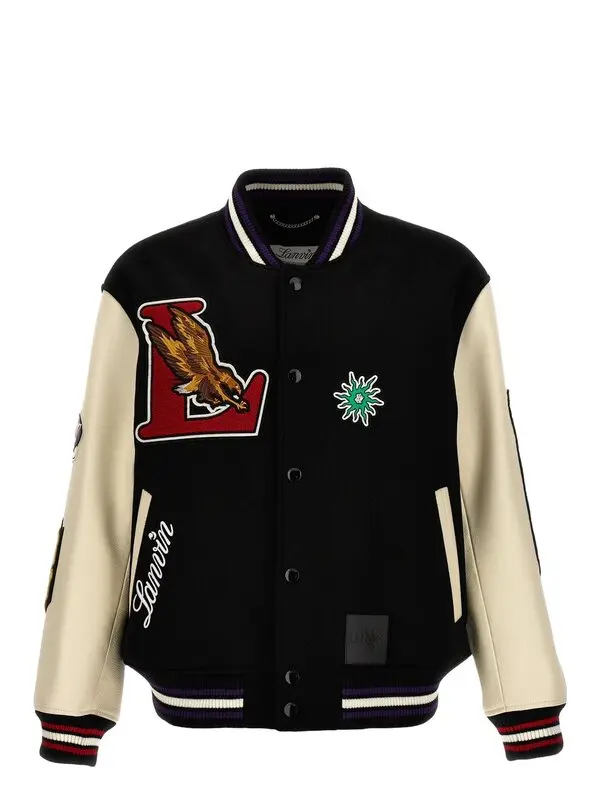 LANVIN X Future Logo-patch Varsity Bomber Jacket - Black