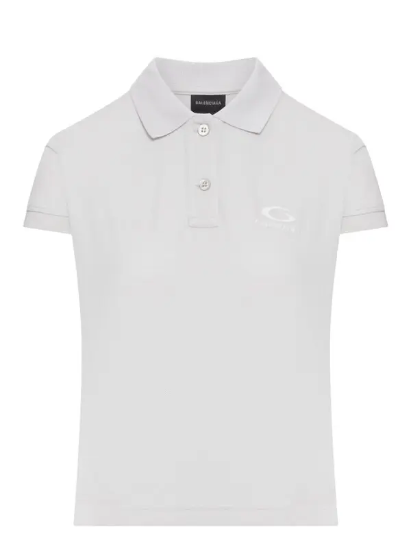 Balenciaga Logo Embroidered Short-sleeve Polo Shirt - White