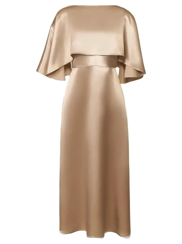 Fabiana Filippi Asymmetrical Satin Cape Dress - Nude
