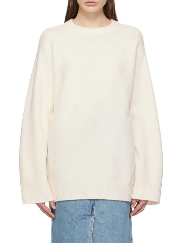 LOULOU STUDIO Safi Crew Neck Sweater - White