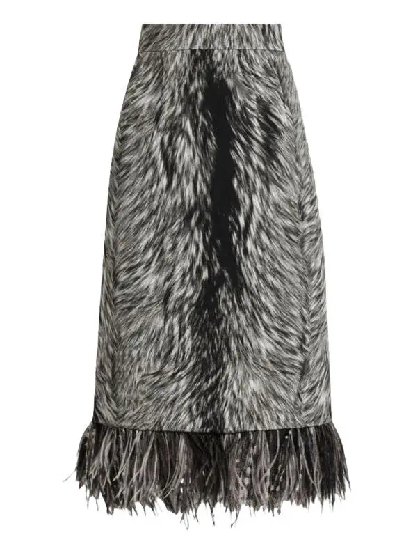 Dolce & Gabbana Faux-fur Feather-trimmed Skirt - Black