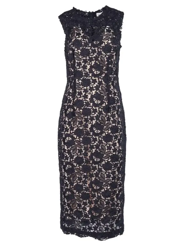 P.a.r.o.s.h Peonia Floral Lace Midi Dress - Midnight Blue