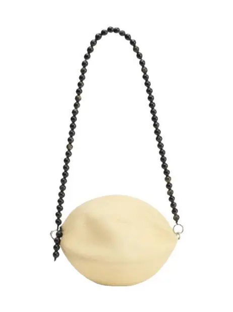 LEMAIRE Balloon Beaded-strap Shoulder Bag - Custard