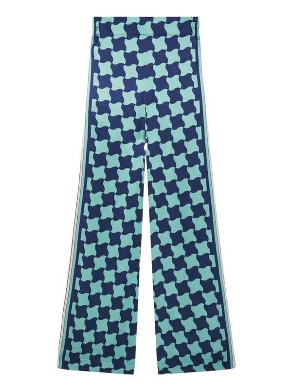 Casablanca Graphic-print Silk Trousers - Blue