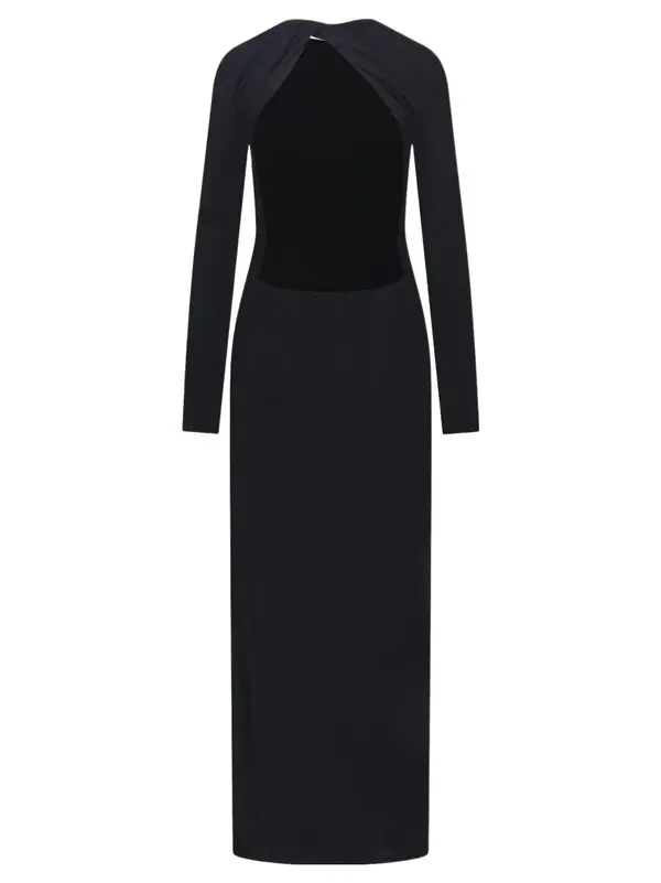 Saint Laurent Open Back Long-sleeved Dress - Black