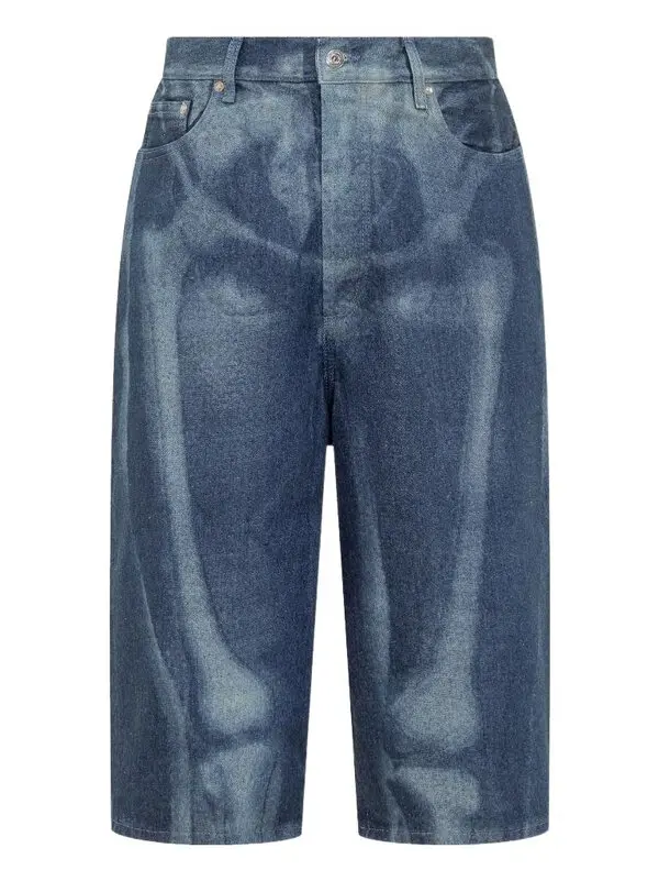 Off-White Straight Leg Denim Shorts - Blue