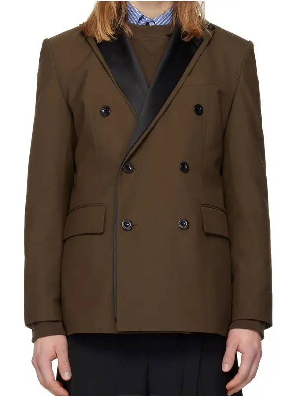Sacai Wool Blend Suit Jacket - Brown