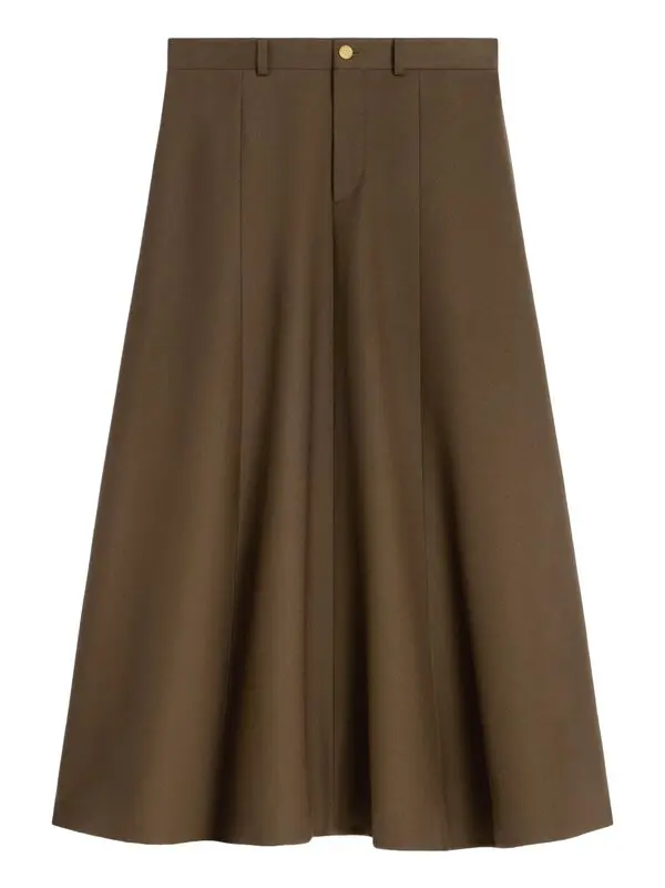 Celine Cotton Gabardine Skirt - Military Brown