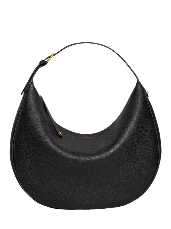 Celine Large Lulu Hobo Bag In Grained Calfskin - Black