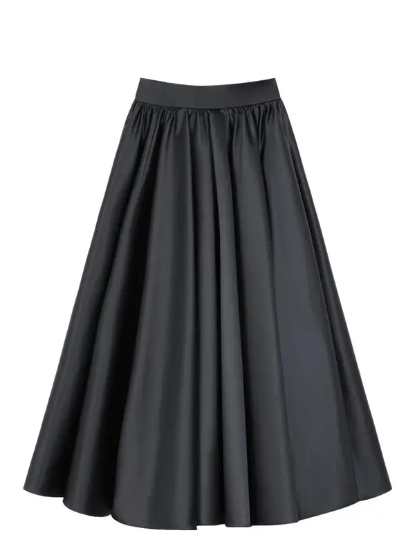 PATOU Volume High Rise Satin Midi Skirt - Black