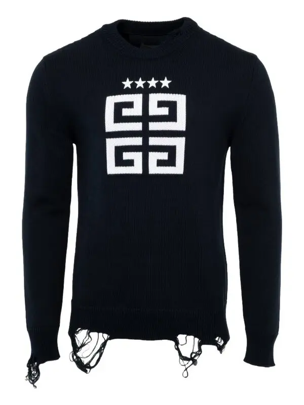 Givenchy 4g Stars Intarsia Knit Jumper - Night Blue