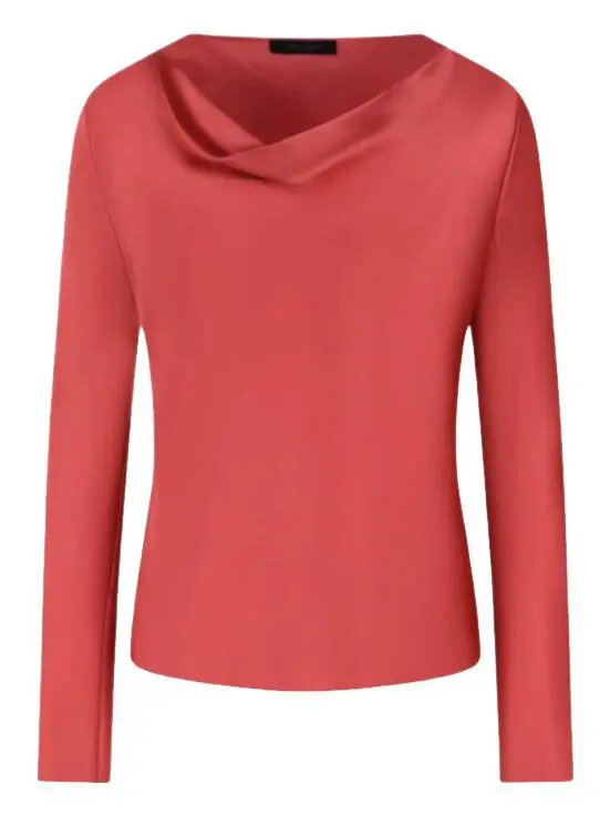 Alberta Ferretti Long Sleeve Cowl Neck Blouse - Red