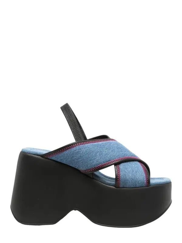 VIC MATIE Platform Cross-strap Heeled Sandals - Blue/black