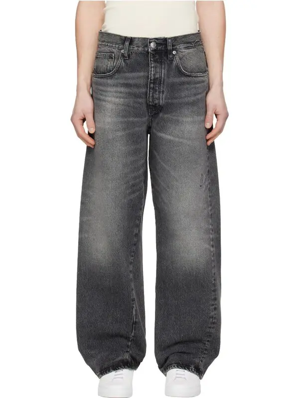 SUNFLOWER Wide Leg Distressed Jeans - Black
