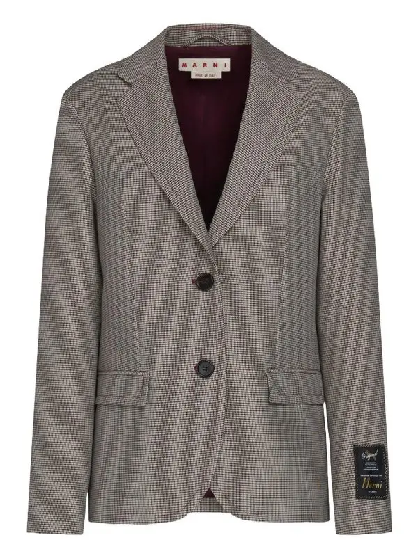 Marni Houndstooth Checked Single-breasted Jacket - Gray