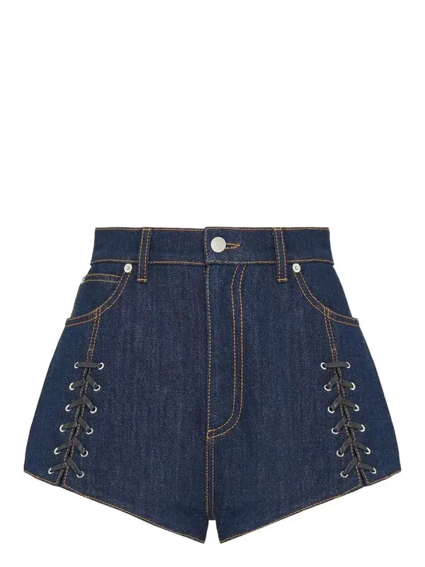 Alexander McQueen Strapped Denim Shorts - Blue
