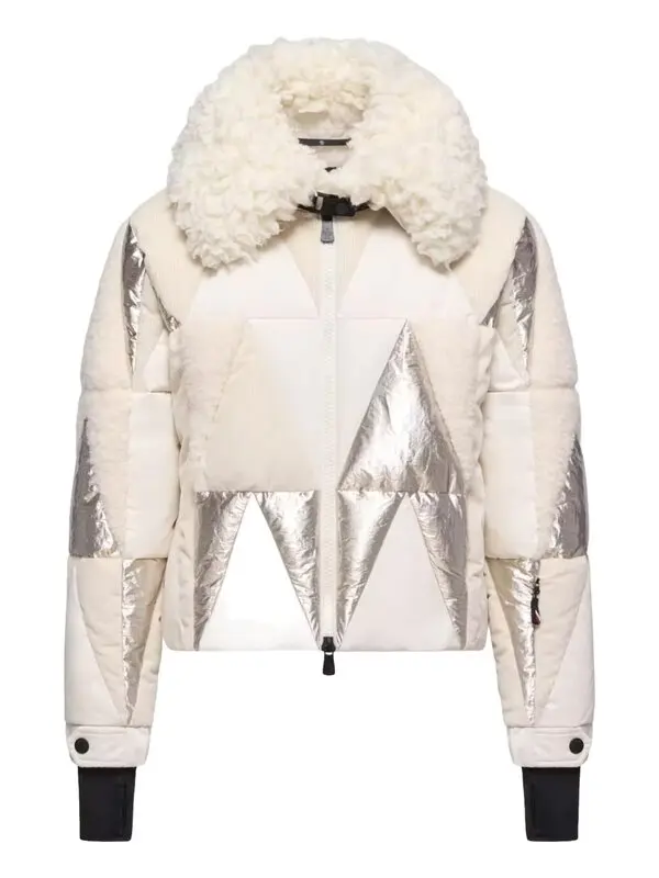 Moncler Pamiers Patchwork Down Ski Jacket - Ivory White