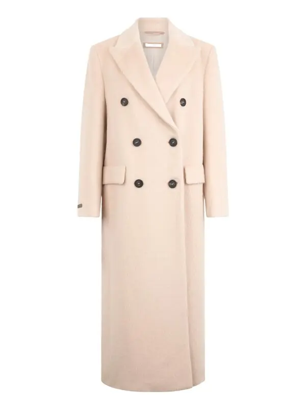 Peserico Double Breasted Straight Hem Coat - Nude