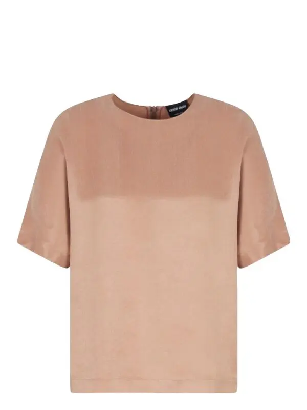 Giorgio Armani Short Sleeve Crewneck Top - Reddish-brown