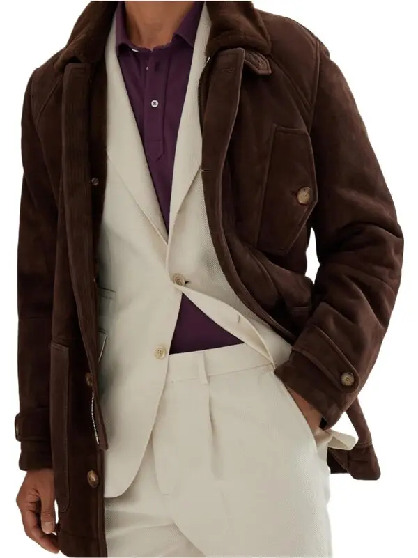 Brunello Cucinelli Shearling Single-breasted Coat - Brown