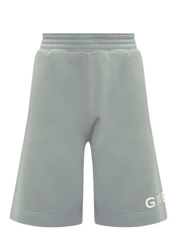 Givenchy Logo Print Elastic Waist Wide Leg Shorts - Mineral Blue