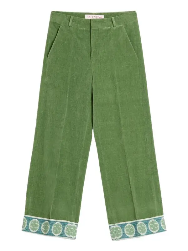 Valentino Garavani Jacquard-hem Tailored Trousers - Green