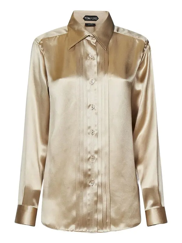 TOM FORD Long-sleeved Lapel Shirt - Nude