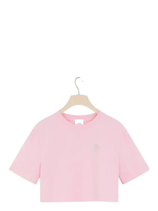 PATOU Logo Embellished Cropped T-shirt - Pink