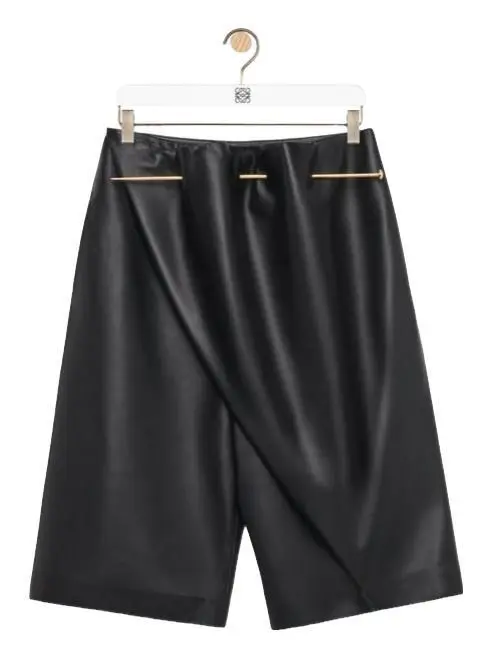 Loewe Pin Shorts In Nappa Lambskin - Black